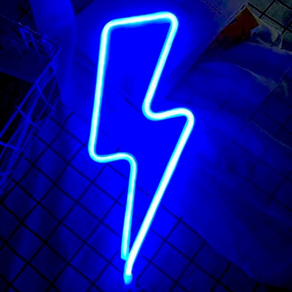 Urban Outfitters | Wall Decor | Neon Blue Lightning Bolt Led ...